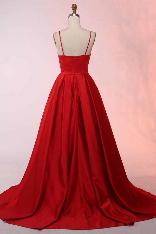 Long Satin Red Prom Dresses, Red Evening Gowns on Luulla