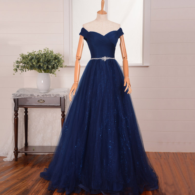 Off Shoulder Blue Prom Dress,a-line Prom Dresses,evening Dress on Luulla